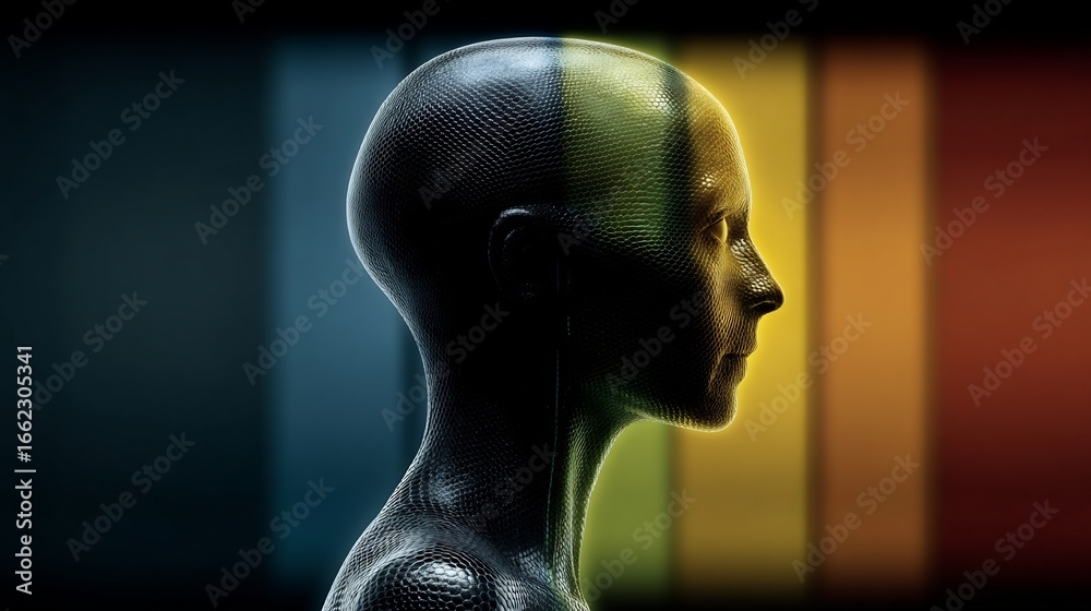 Cinematic visual showing generational transformation human to alien ...