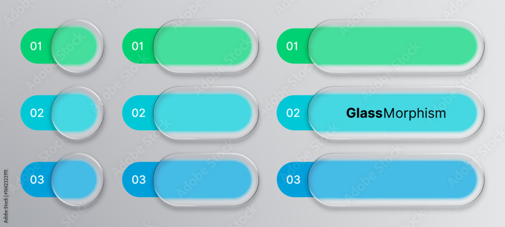 Image vectorielle Stock Liquid glass morphism vector UI elements ...