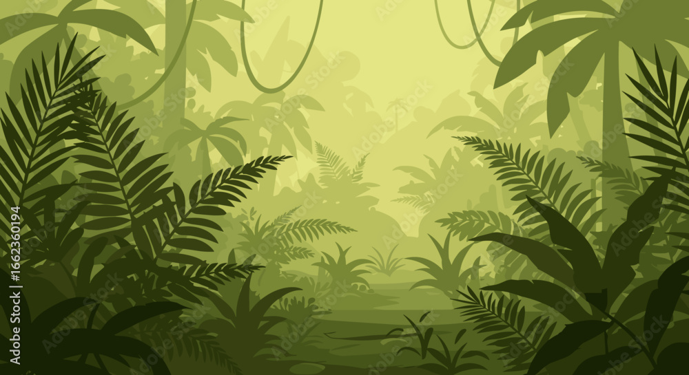 Image vectorielle Stock Exploring lush jungle terrain amazon rainforest ...
