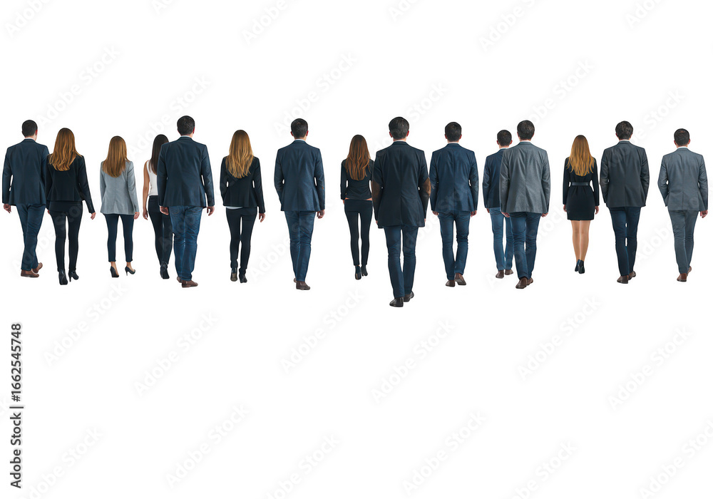 Group of business people walking forward isolated on transparent ...