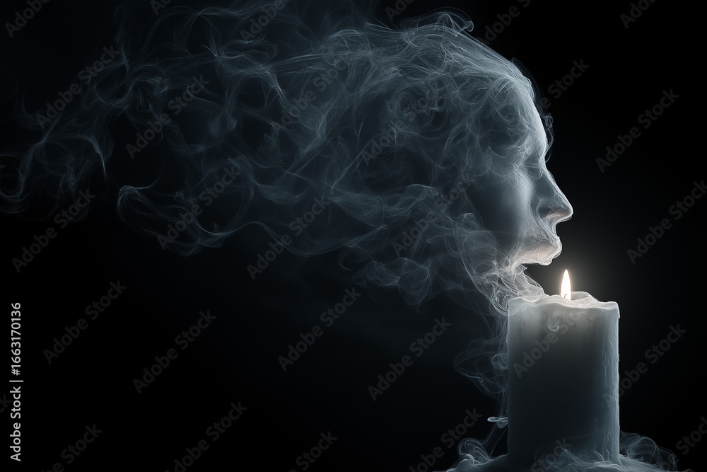 Candle flame morphs into smoky face, creating an eerie visual effect ...
