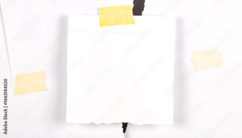 Blank sticky note with torn edges and tape Stock Photo | Adobe Stock