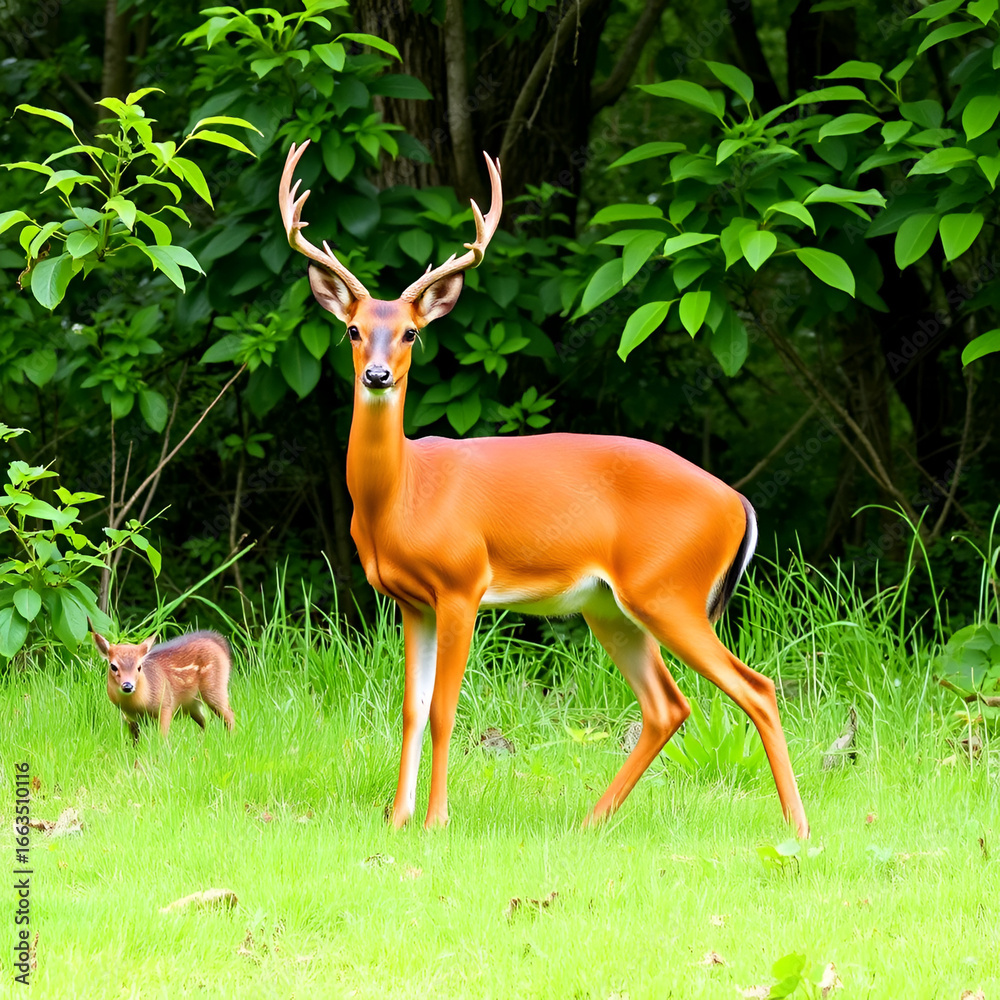 The Indian muntjac, Muntiacus muntjak, also called the southern red ...