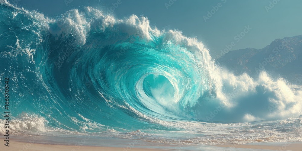 Stock-Illustration „Majestic Tsunami Wave. A Powerful Display of Nature ...