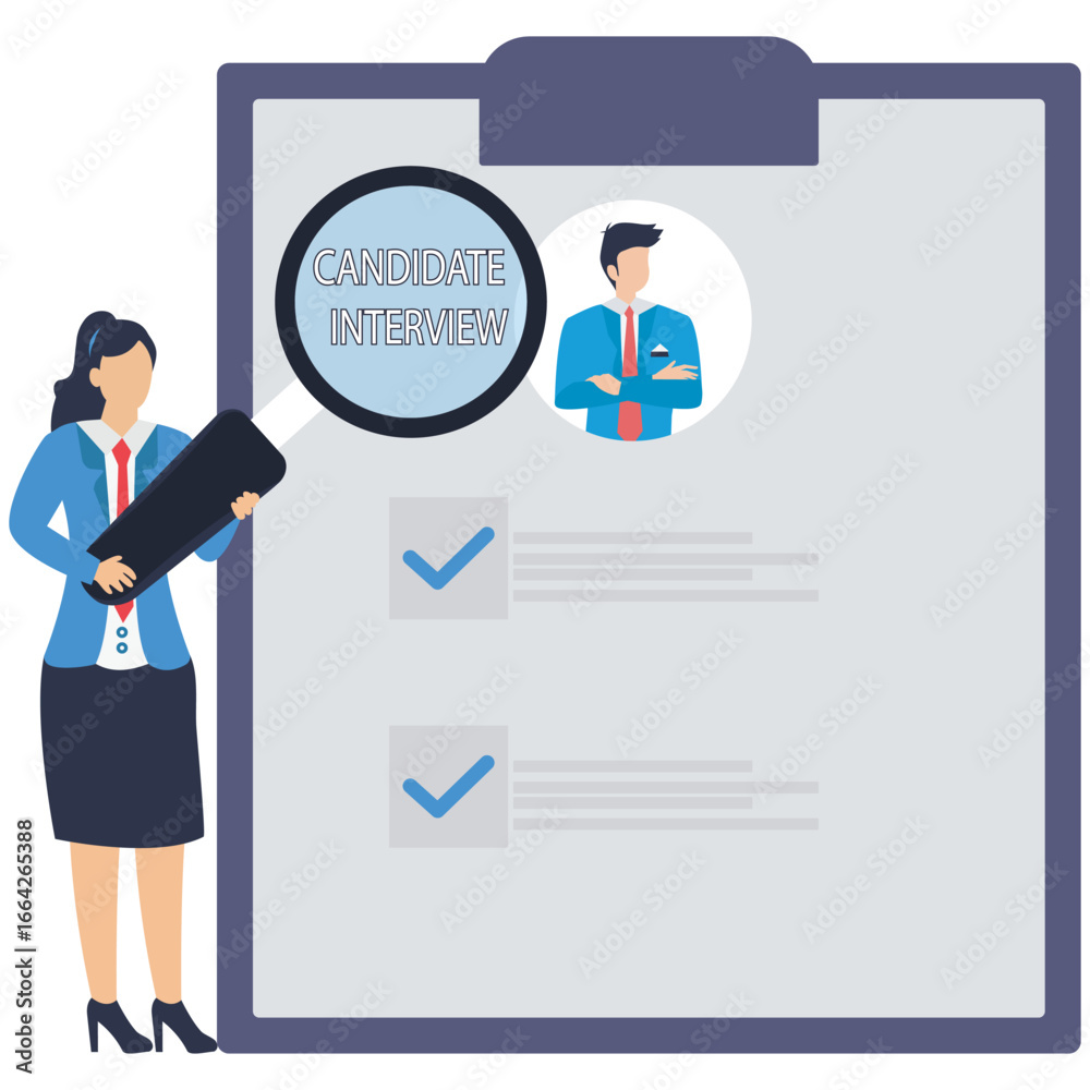 HR professional conducting candidate interview using checklist for ...