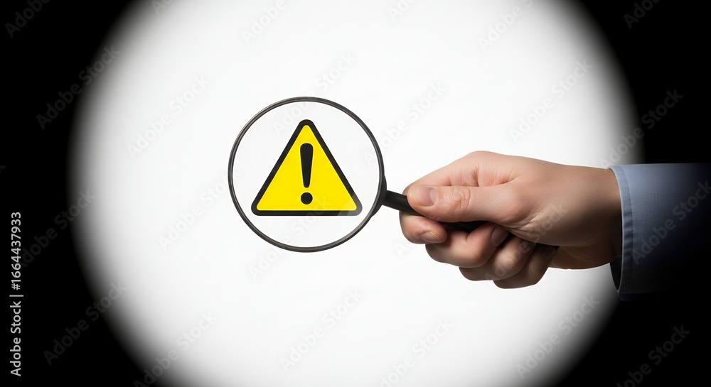 Examining Warning Sign with Magnifying Glass Risk Assessment Safety ...