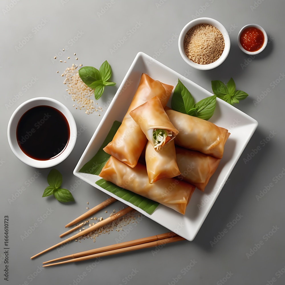 Deep fried spring rolls, Por Pieer Tod or Fried spring rolls (Thai ...
