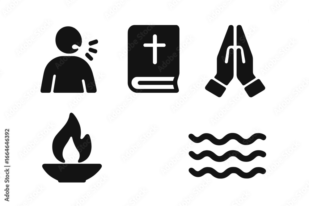 Religious icons set for sacred practices. Christian symbols of faith ...