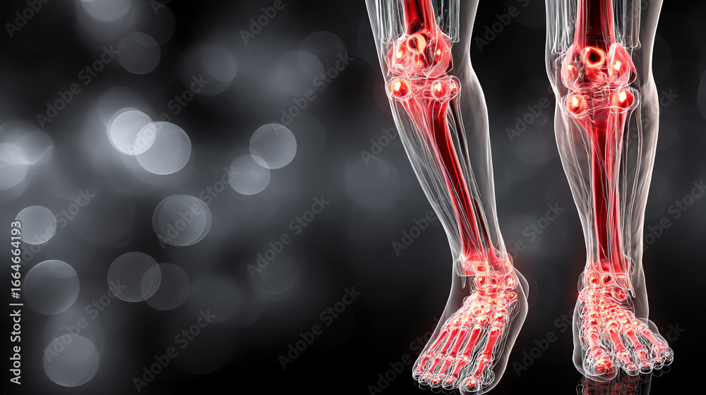 X-ray style illustration highlighting the bones and joints of two human ...