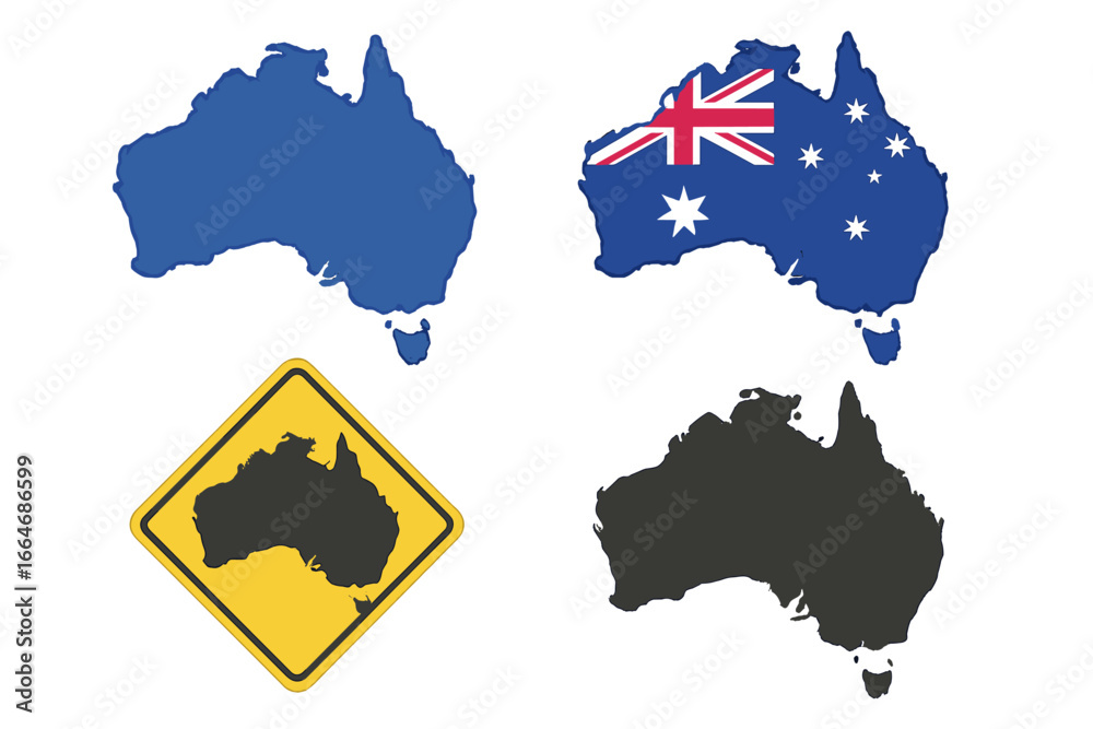 Australia map vector collection. Set of Australian continent ...