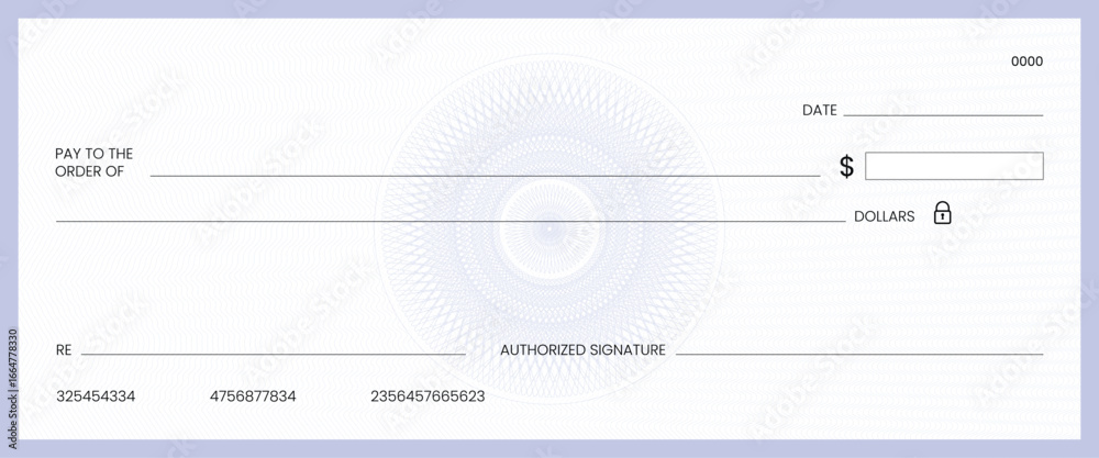 Blank bank check, checkbook cheque template or money payment paper ...