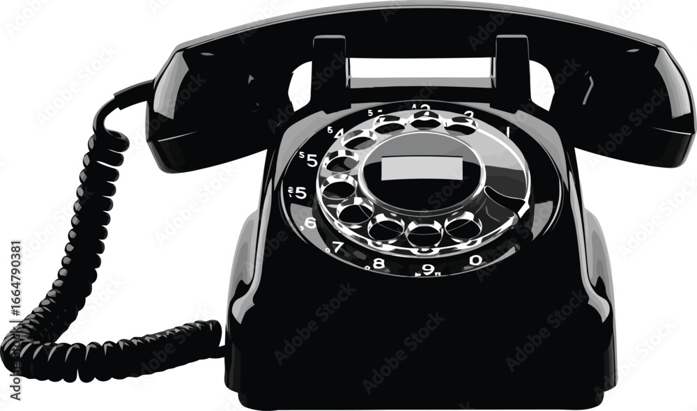 Retro rotary dial phone classic vintage communication device isolated ...