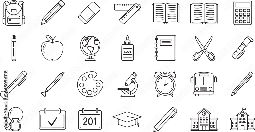 School Supplies and Educational Icons A Collection for Learning and ...