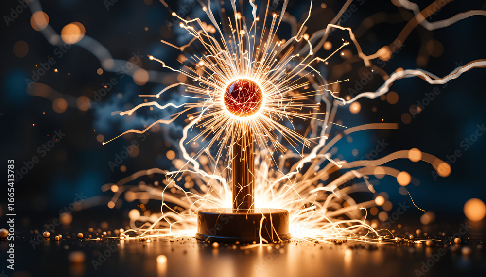 Dynamic electrical plasma burst ignites innovation, sparking futuristic ...