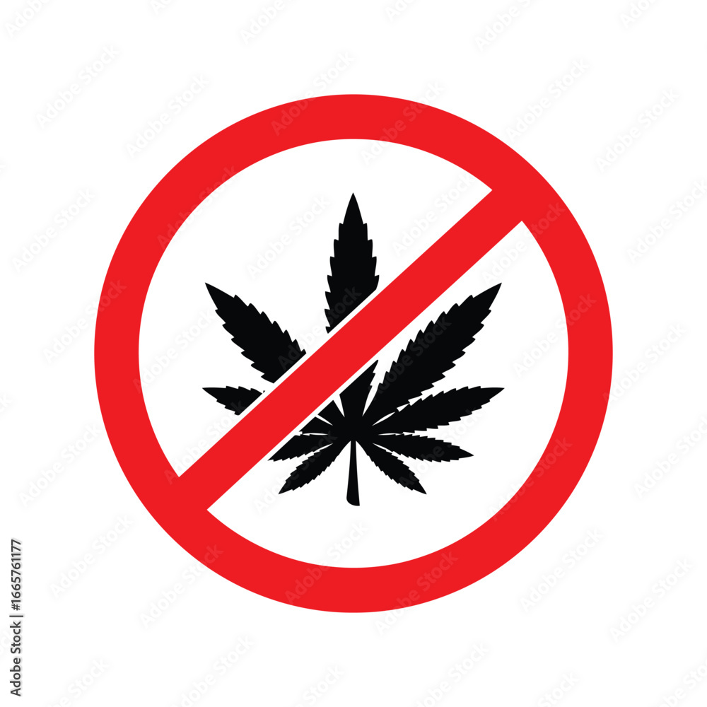 No marijuana symbol cannabis prohibition sign drug ban icon vector ...