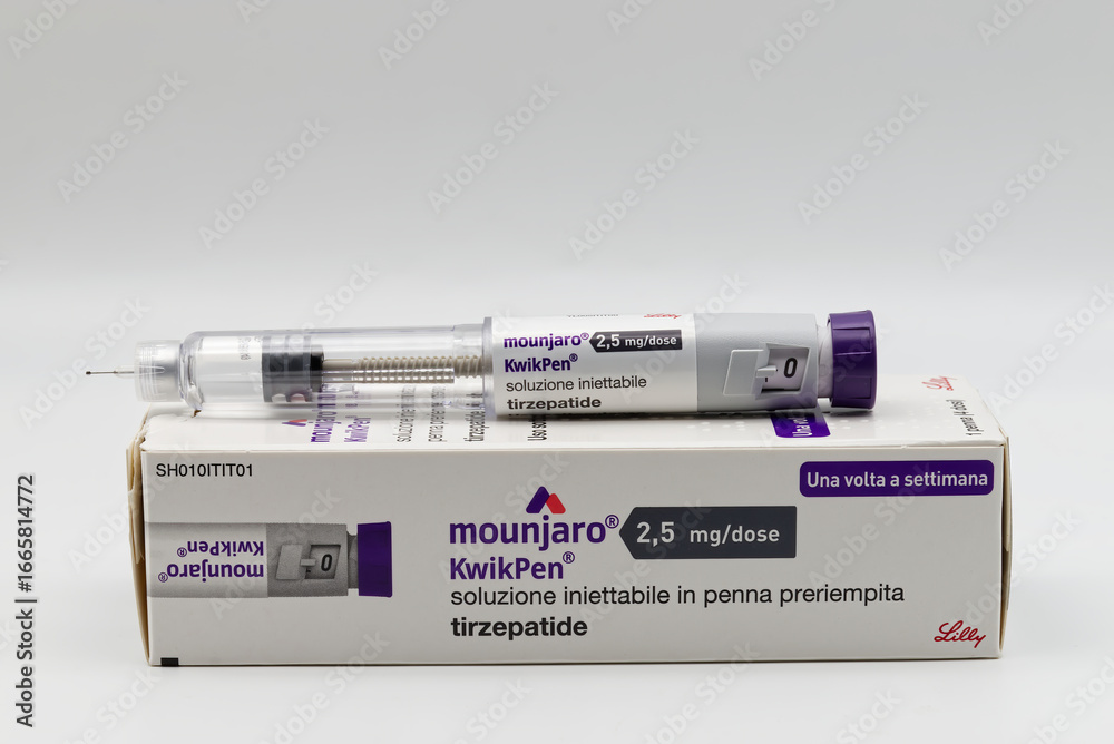 Bologna - Italy - August 19, 2025: Studio shot of a Mounjaro KwikPen by ...