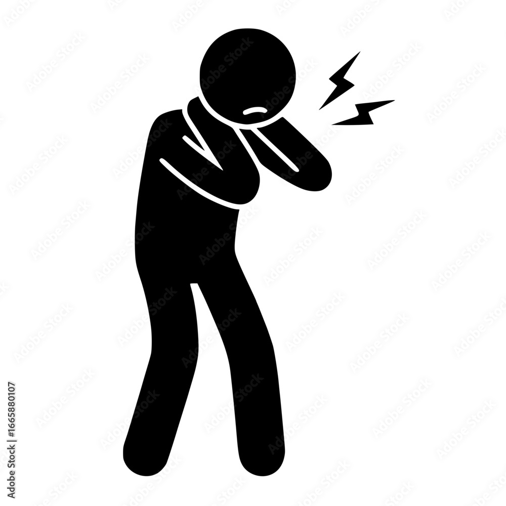 Stickman Figure with Neck Pain SVG Clip Art Stock Vector | Adobe Stock