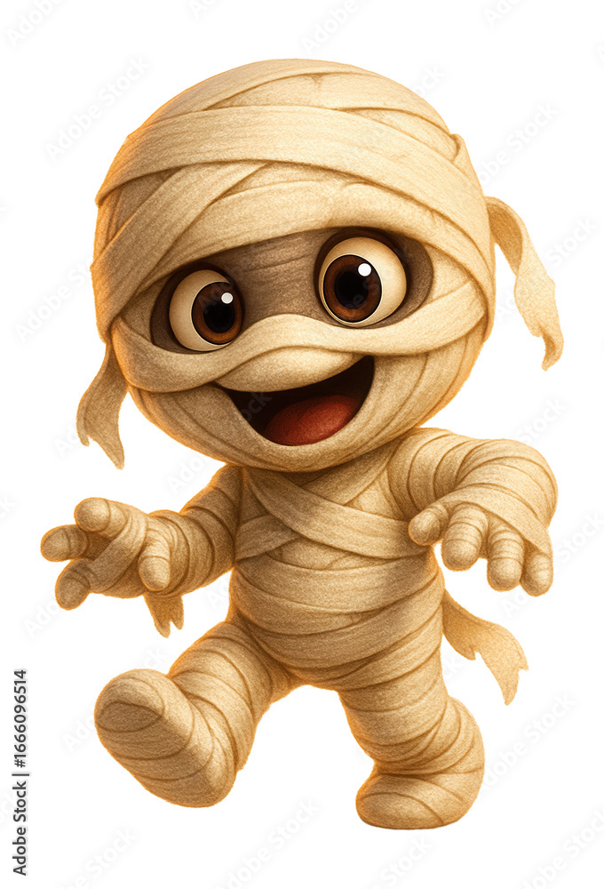 Adorable cartoon mummy character feeling playfully spooky. Stock ...