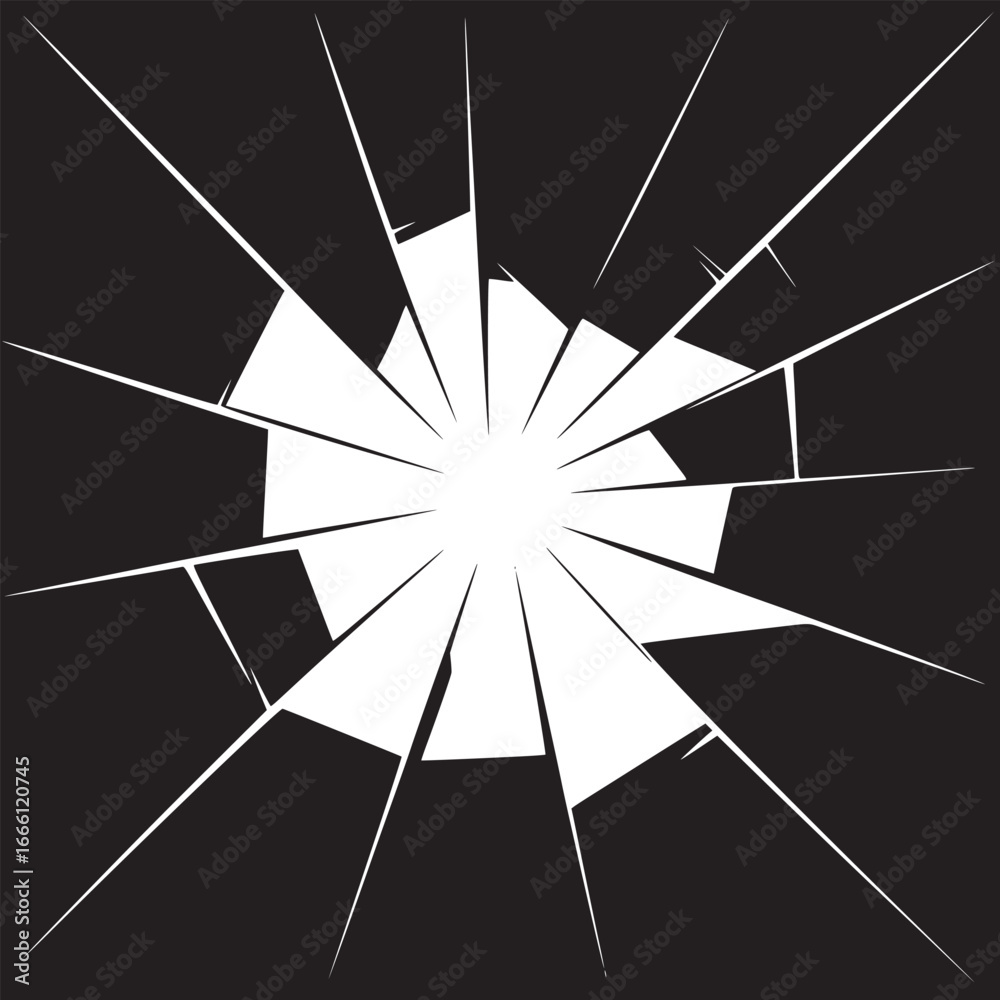 Shattered glass effect graphic design element with dynamic black and ...