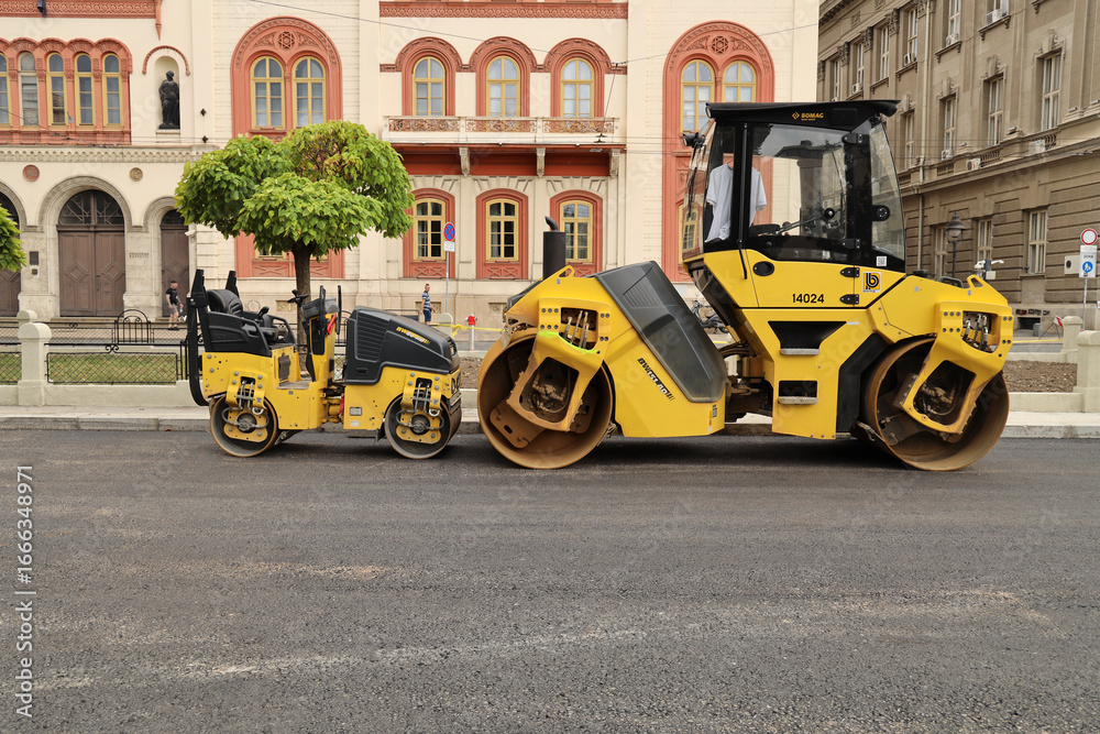 BELGRADE, SERBIA - July 26. 2025: BOMAG Heavy Tandem Rollers ...