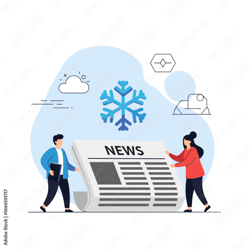 Vector de Stock Winter weather news update examining cold front impacts ...