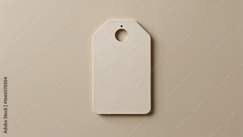 clean hang-tag shape with small top hole; beige background. Stock Photo ...