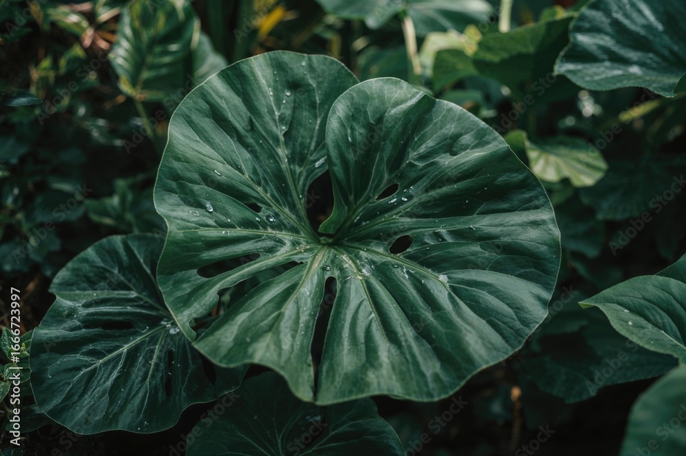 Leaves of Amorphophallus muelleri Blume featuring various common names ...