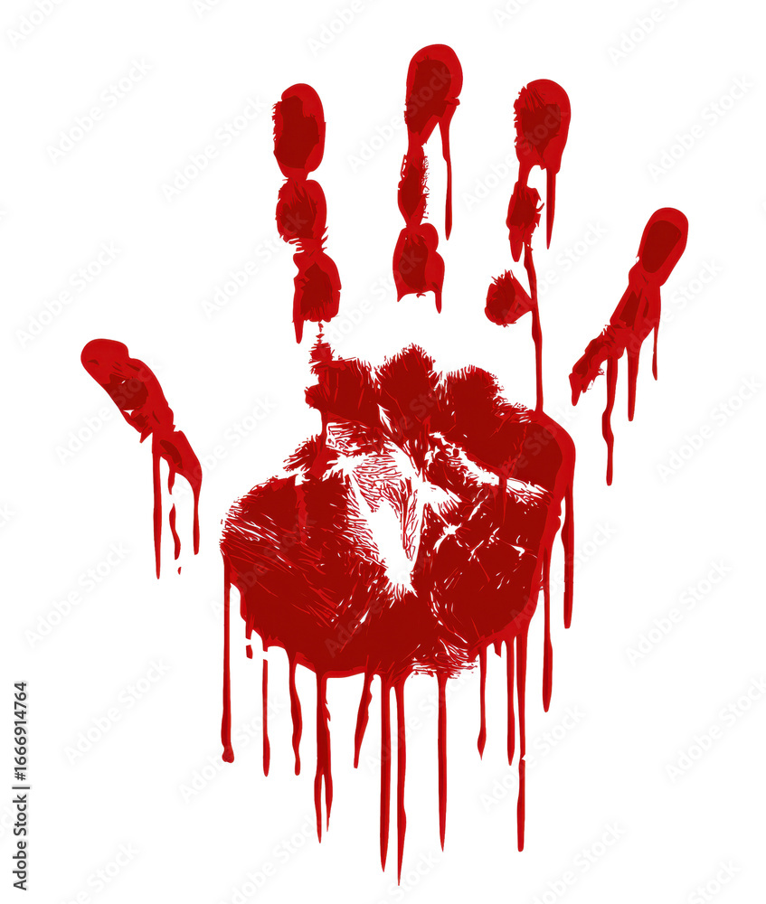 Blood handprint with dripping effect on transparent background for ...