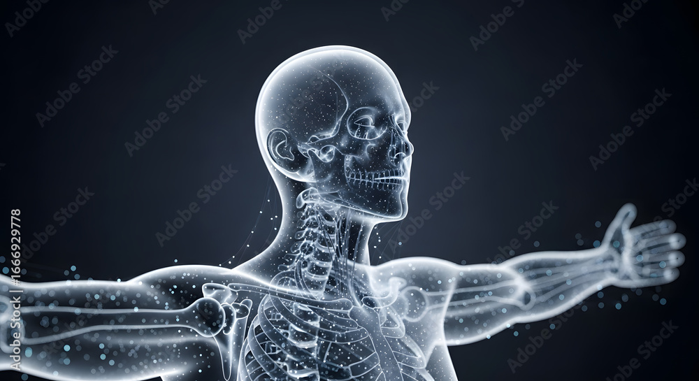 Health data visualization: a human body with biometric data overlays ...