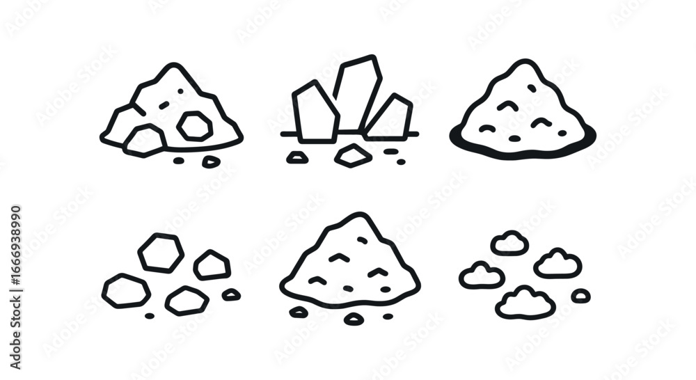 vector outline icons sinkhole (debris pile): rubble mound broken pieces ...
