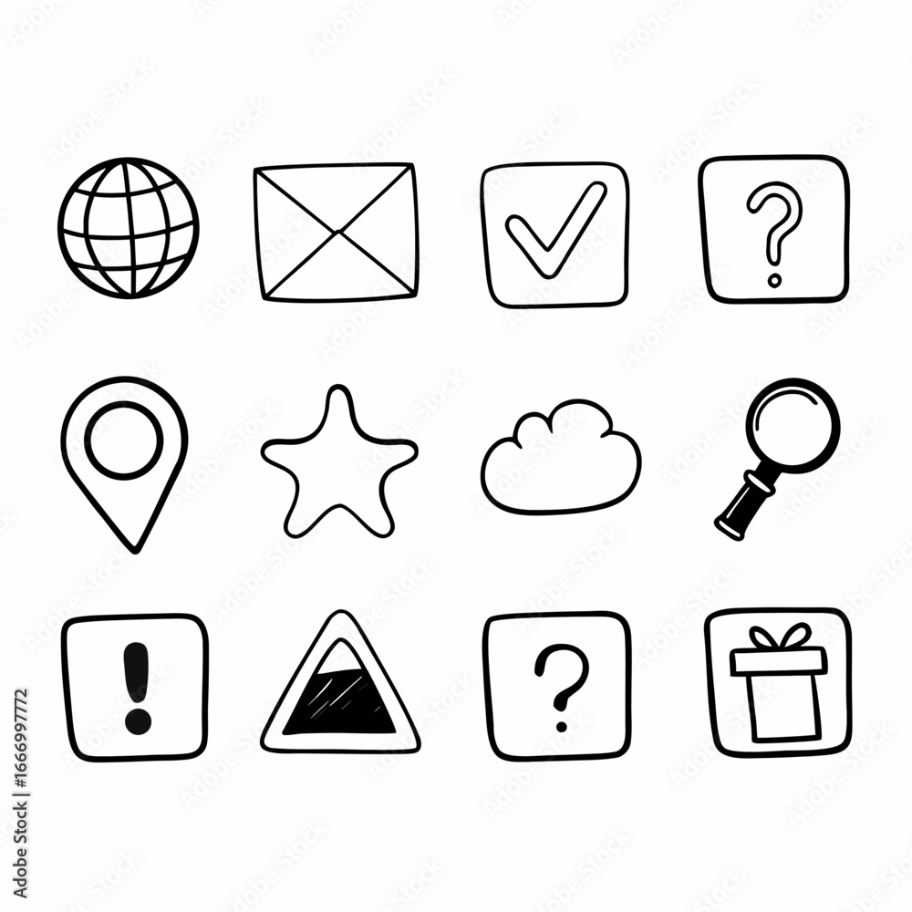 Image vectorielle Stock Vector art of collection of handdrawn icons ...