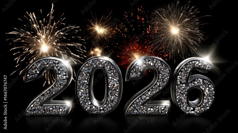 Fireworks burst in the night sky to mark the arrival of New Year 2026 ...