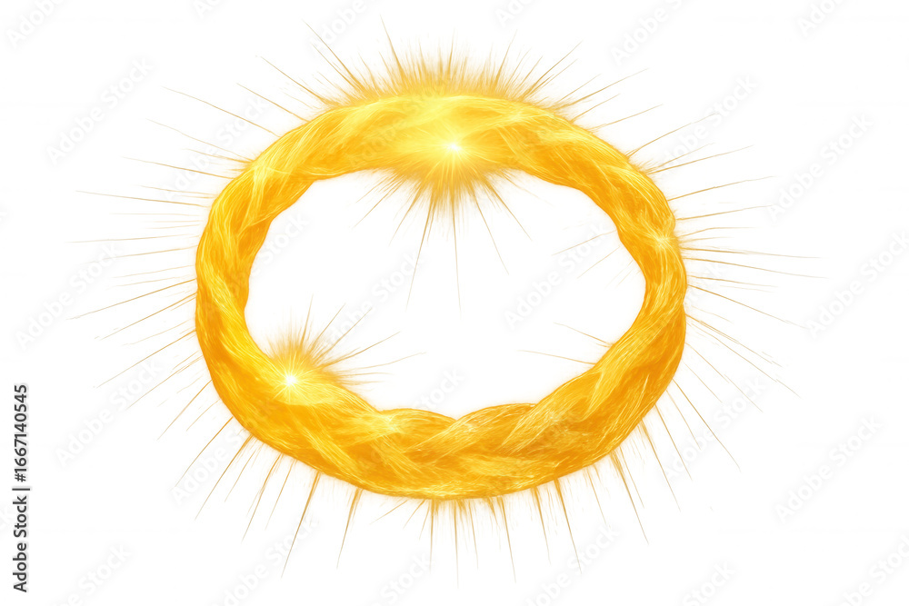 Golden ring of fire light shining brightly on a transparent background ...