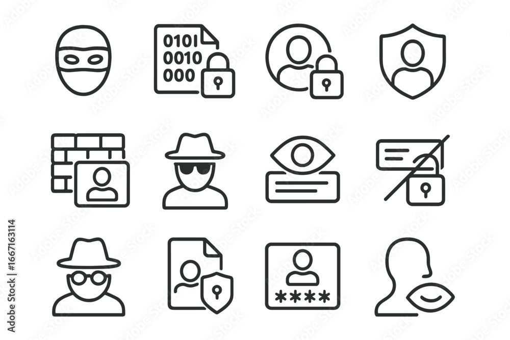 Around masked info icon data vpn incognito hidden identity icons vector ...