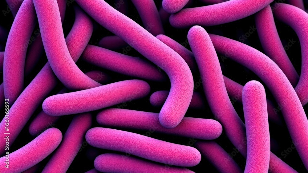 Clostridioides difficile scanning electron micrograph (SEM), rod-shaped ...