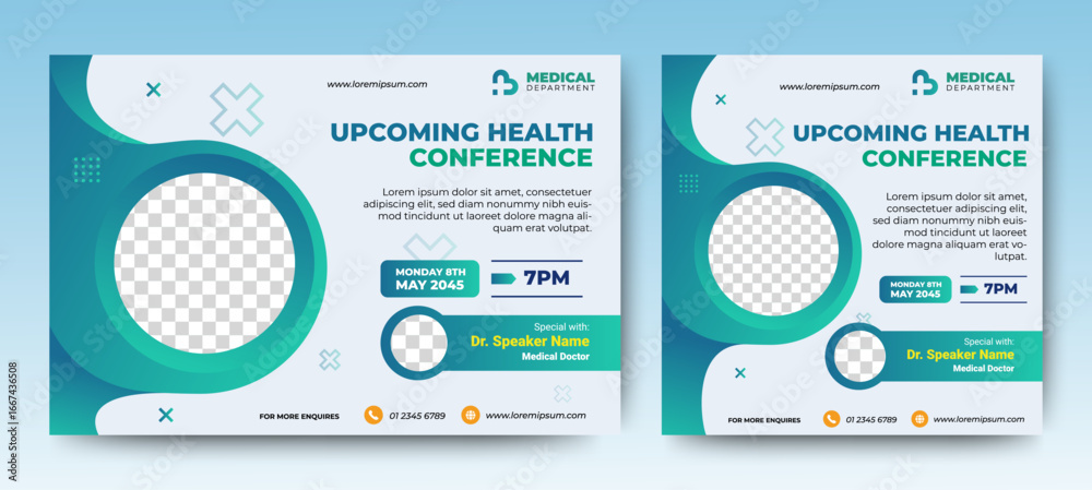 set of Medical healthcare webinar banner template design. social media ...