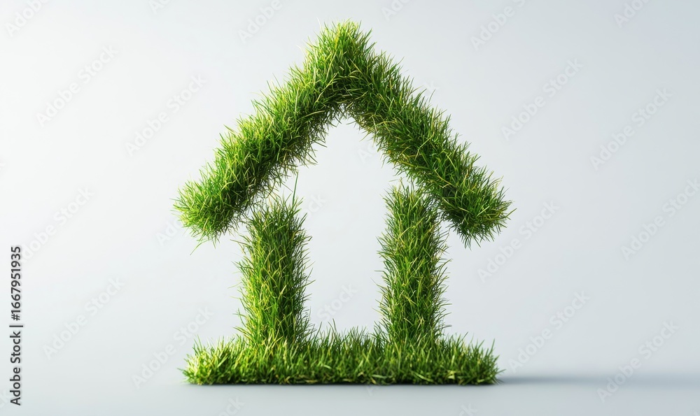 Photo Stock vibrant green up arrow symbol, crafted from lush grass ...