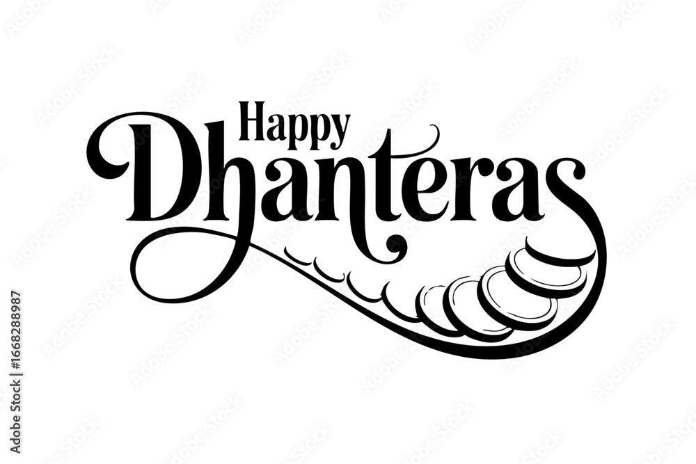 Happy Dhanteras festive typography Stock Vector | Adobe Stock