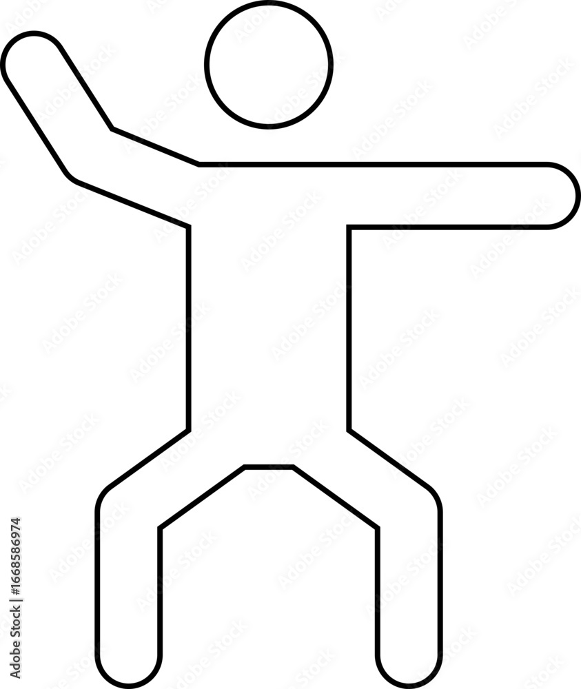 Black outline pictogram, with no fill, of a man standing with two legs ...