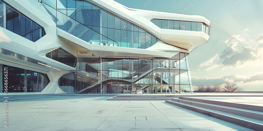 Modern futuristic architecture with smooth white design and innovative ...