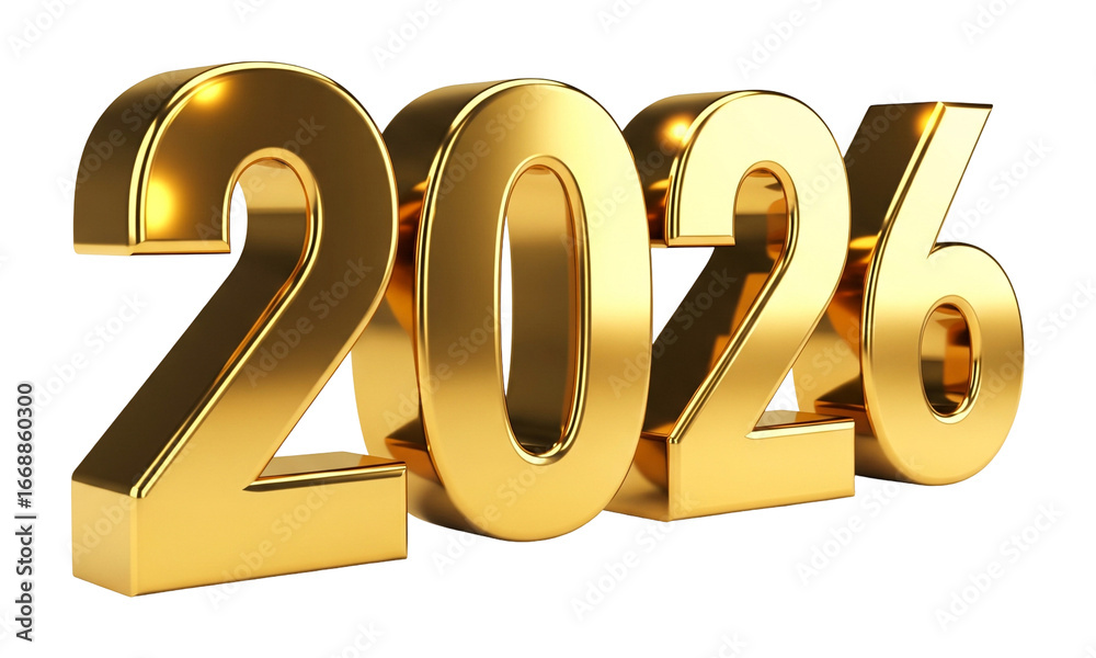 Golden 3d gradient 2026 number. Happy new year 2026 greetings Stock ...