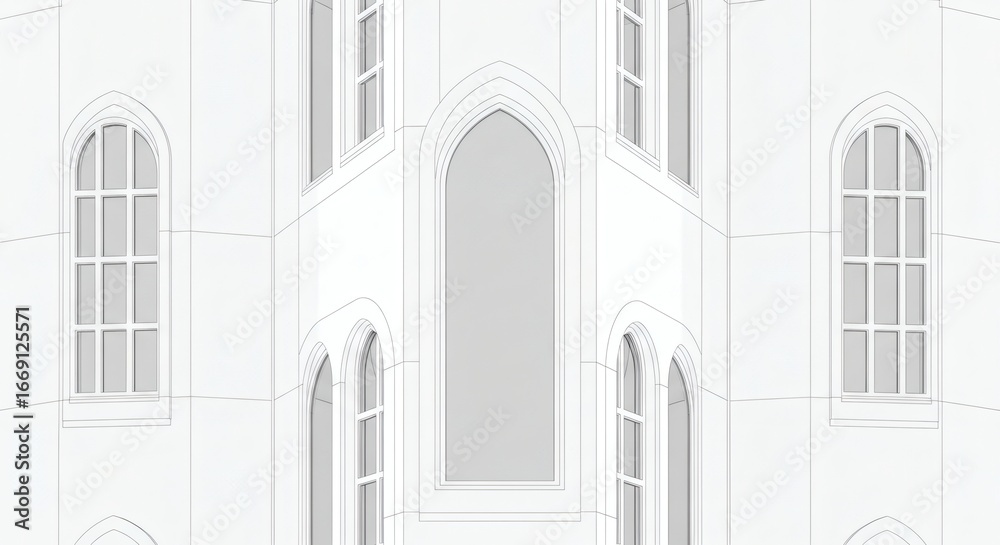 Architectural line drawing showcasing white windows and walls. A ...