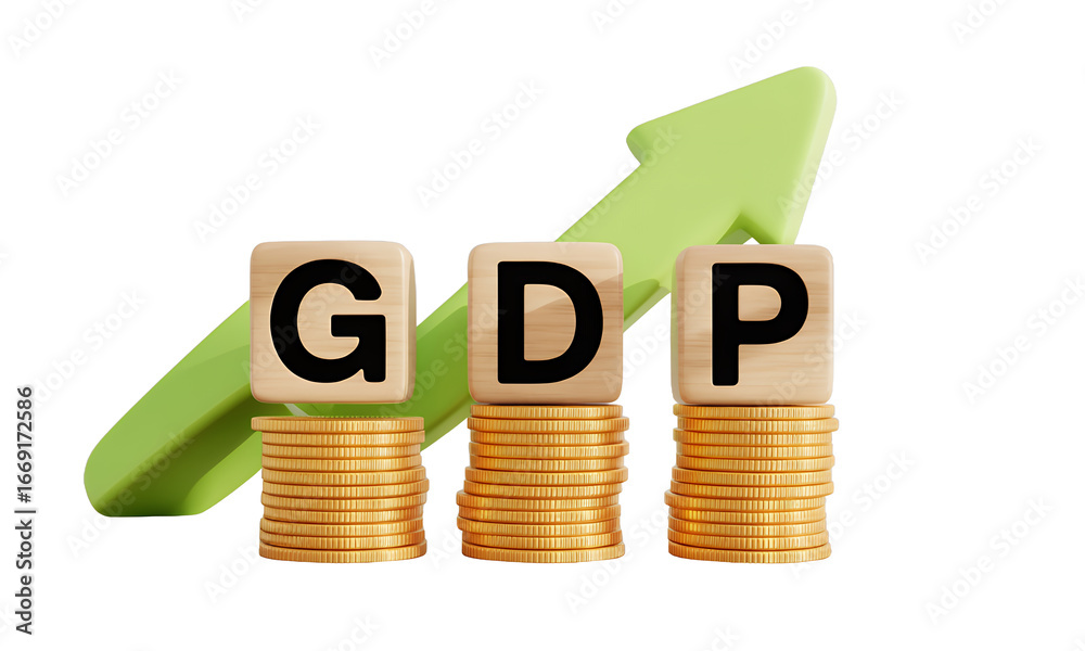 GDP Growth Concept with Coins and Arrow Stock Illustration | Adobe Stock