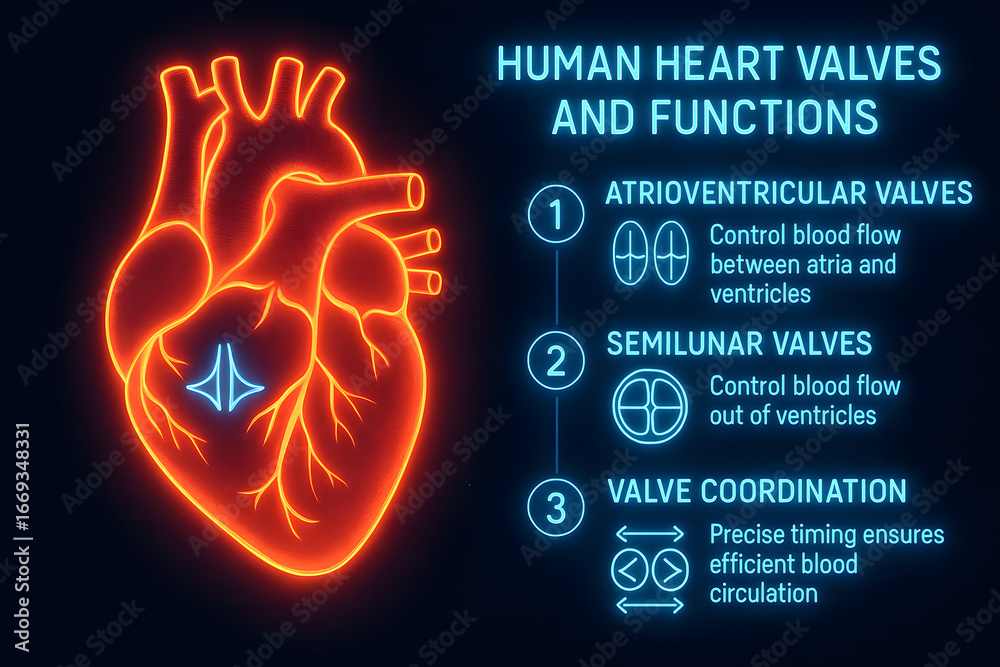 Human Heart Valve Anatomy with Mitral and Tricuspid Details for Medical ...