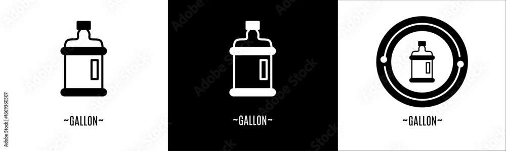 Gallon logo set. Collection of black and white logos. Stock vector ...