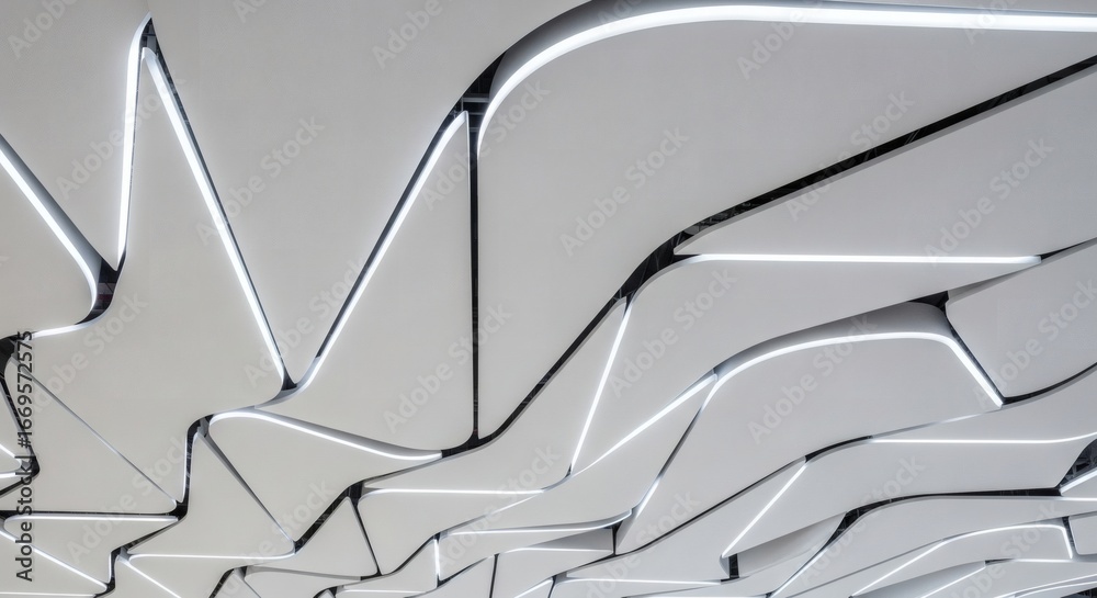 Modern architectural ceiling design with integrated LED lighting ...