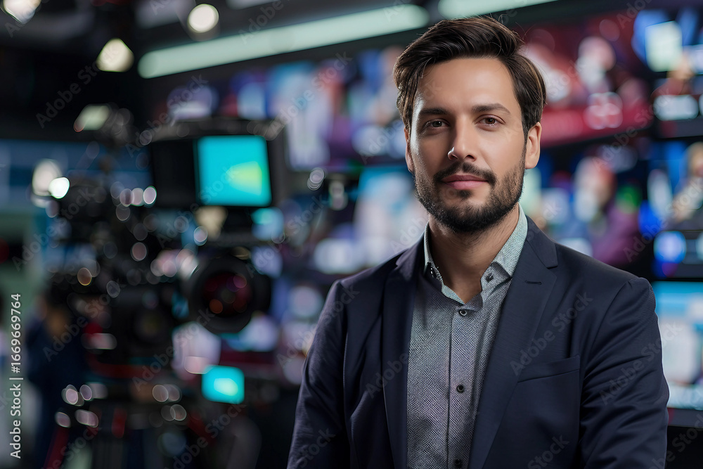 Generative AI professional male female Television Reporter in broadcast ...