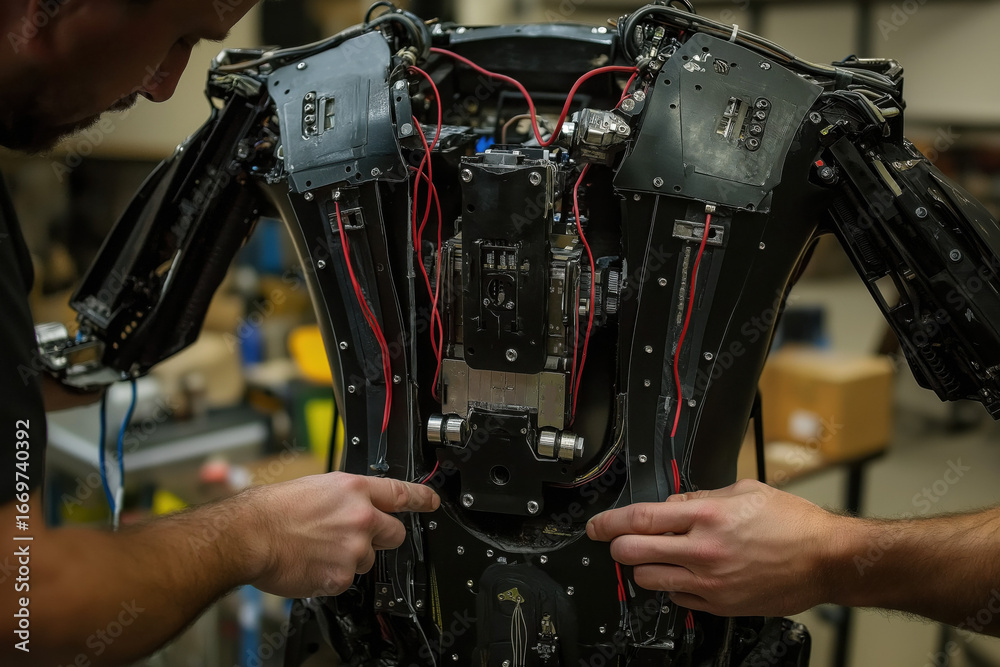 Engineer Assembling Humanoid Robot Internals Stock Photo | Adobe Stock