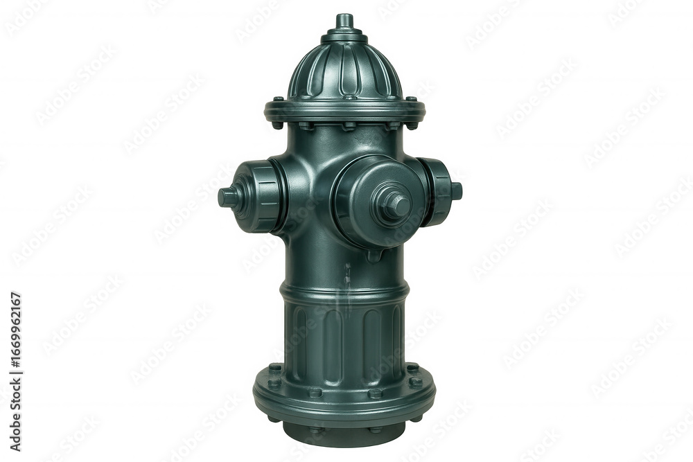 Green fire hydrant positioned against transparent backdrop ...