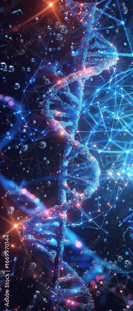 CRISPR molecular editing in action. Futuristic visualization of ...